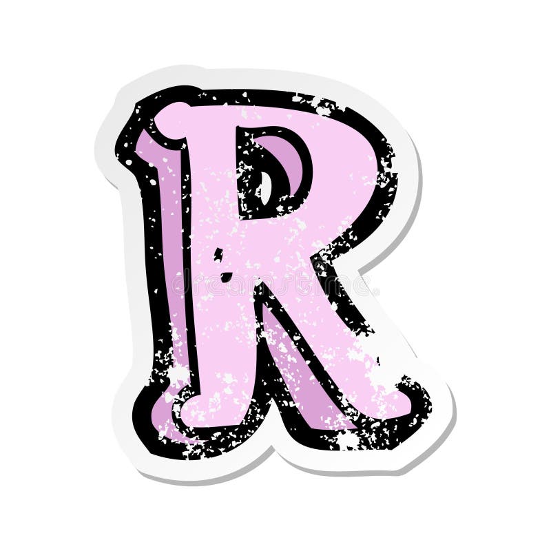Retro Distressed Sticker of a Cartoon Letter R Stock Vector ...