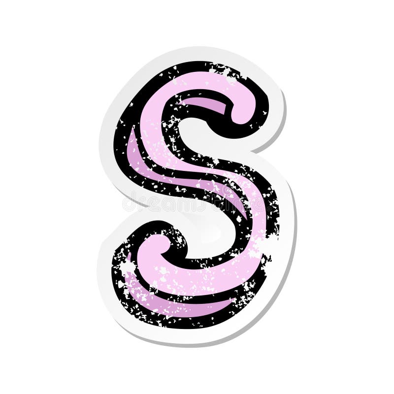 Retro Distressed Sticker of a Cartoon Letter S Stock Vector ...