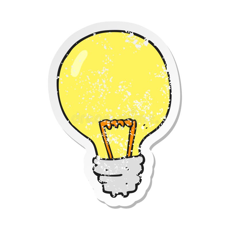 Retro Distressed Sticker of a Cartoon Light Bulb Stock Vector ...