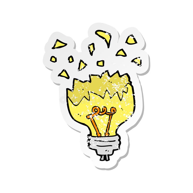 Retro Distressed Sticker of a Cartoon Light Bulb Exploding Stock Vector ...