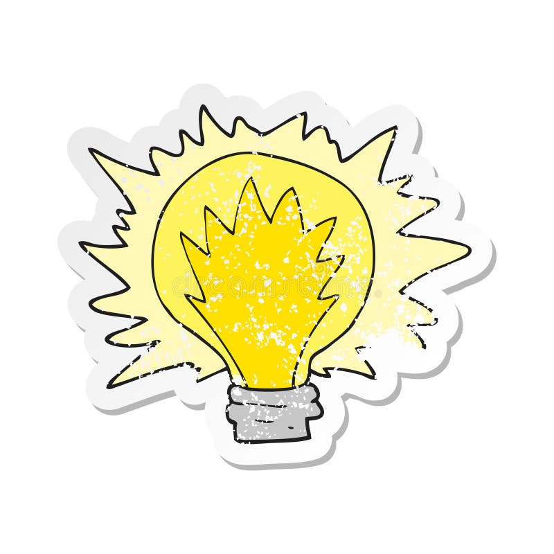 Retro Distressed Sticker of a Cartoon Light Bulb Stock Vector ...