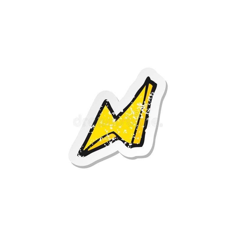 Retro Distressed Sticker of a Cartoon Lightning Bolt Doodle Stock ...