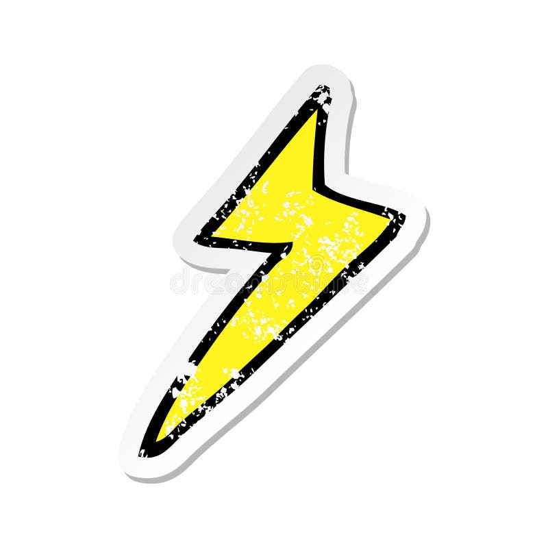 Retro Distressed Sticker of a Cartoon Lightning Bolt Symbol Stock ...