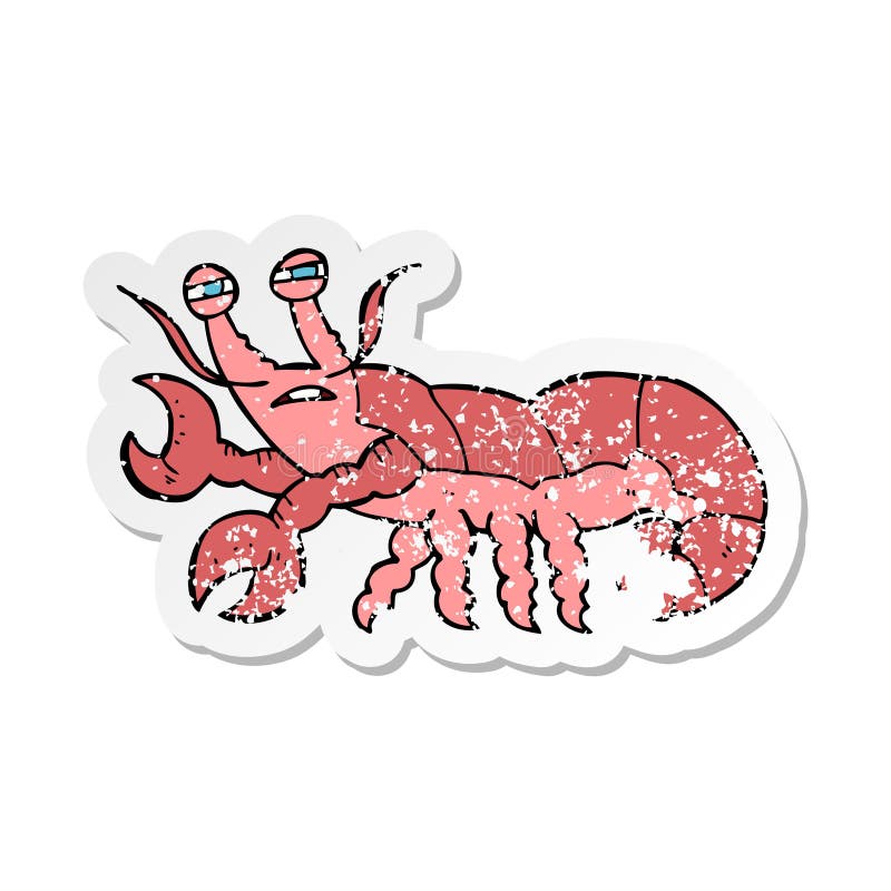 Retro Distressed Sticker of a Cartoon Lobster Stock Vector ...