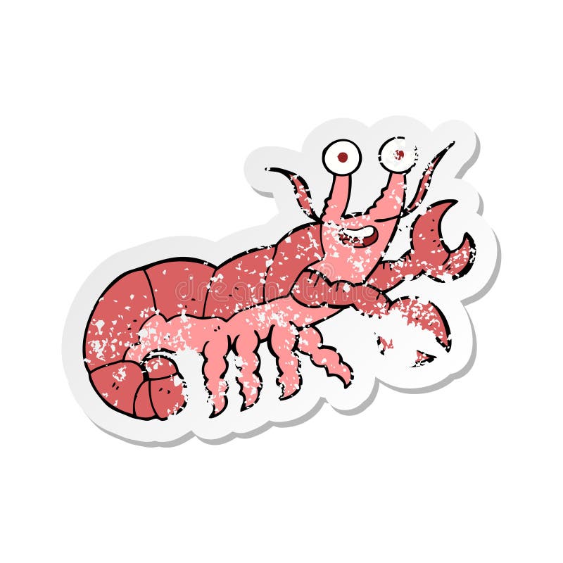 Retro Distressed Sticker of a Cartoon Lobster Stock Vector ...