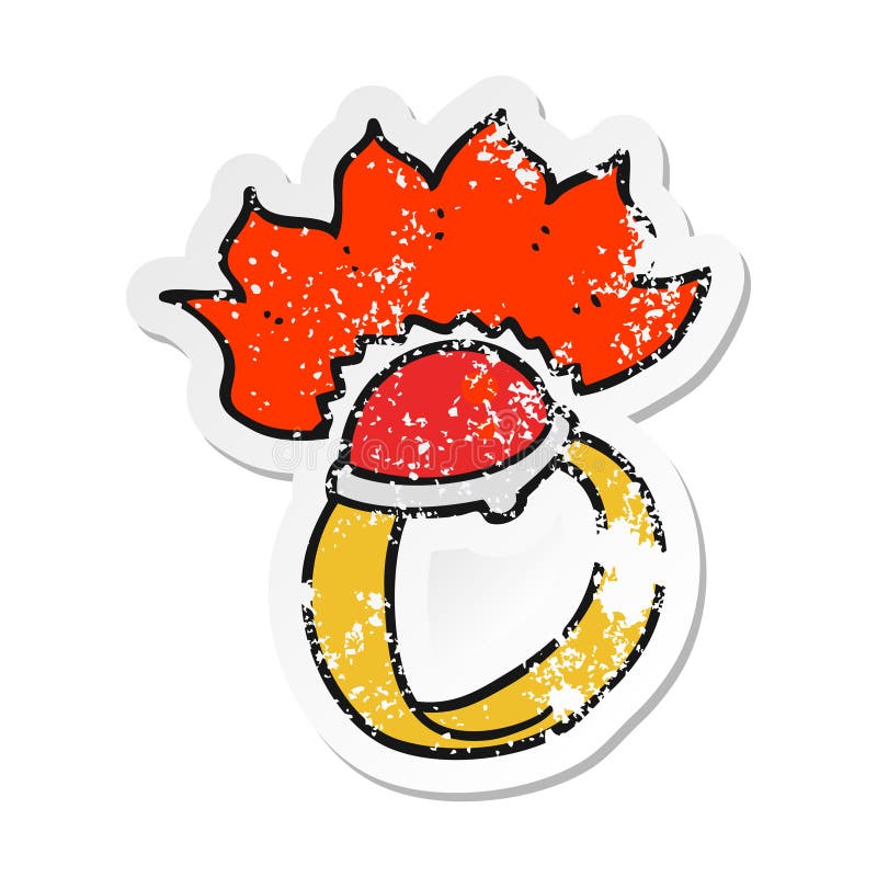 Retro Distressed Sticker of a Cartoon Magic Ruby Ring Stock Vector ...