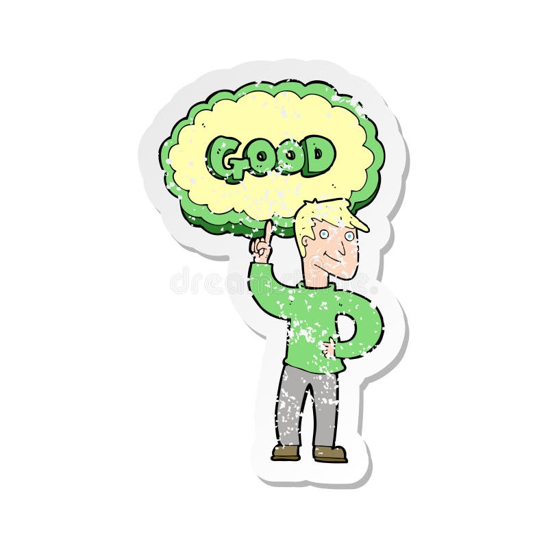 Sticker Man Male Doing Good Sign Symbol Cartoon Art Illustration ...