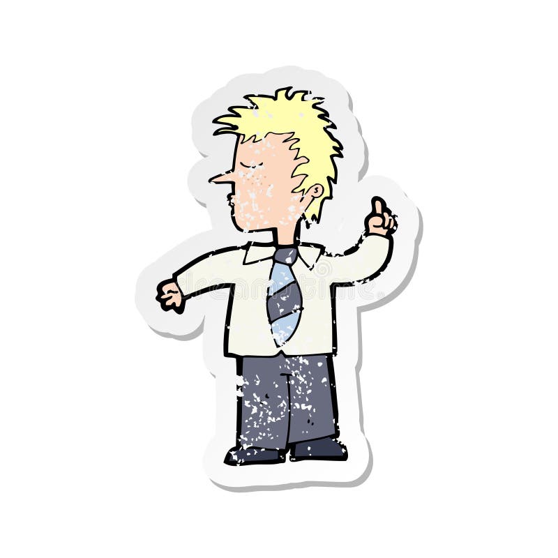 Retro Distressed Sticker of a Cartoon Man Making His Point Stock Vector ...