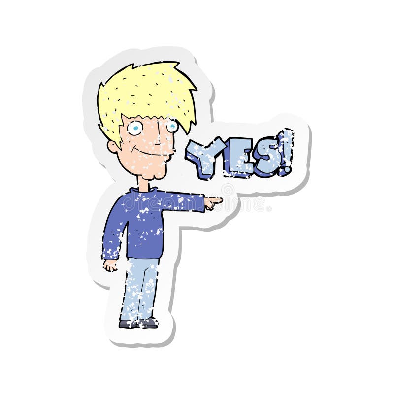 Cartoon man saying yes stock illustration. Illustration of hand - 52967304