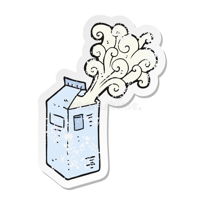 Retro Distressed Sticker of a Cartoon Milk Carton Exploding Stock ...