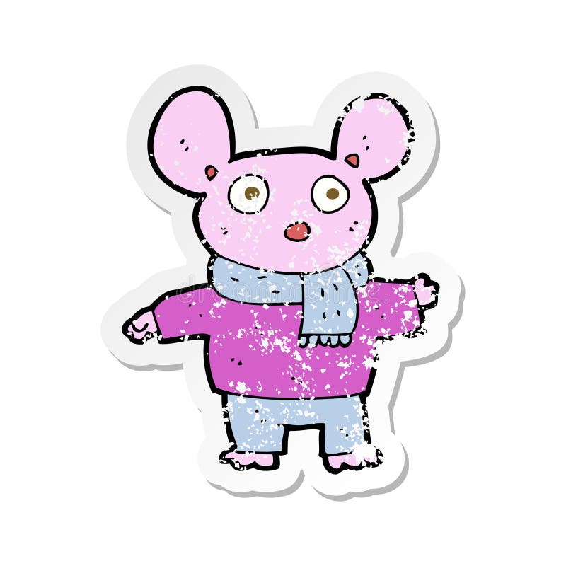 Retro Distressed Sticker of a Cartoon Mouse in Clothes Stock Vector ...