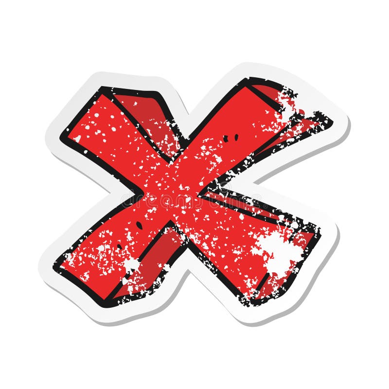 Retro Distressed Sticker of a Cartoon Negative X Symbol Stock Vector ...
