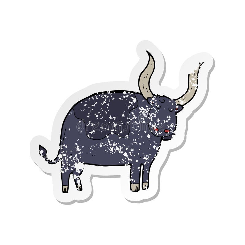 Retro Distressed Sticker of a Cartoon Ox Stock Vector - Illustration of ...
