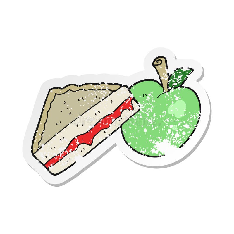 Sticker Cartoon Packed Lunch Sandwich Apple Food Drawing Doodle ...
