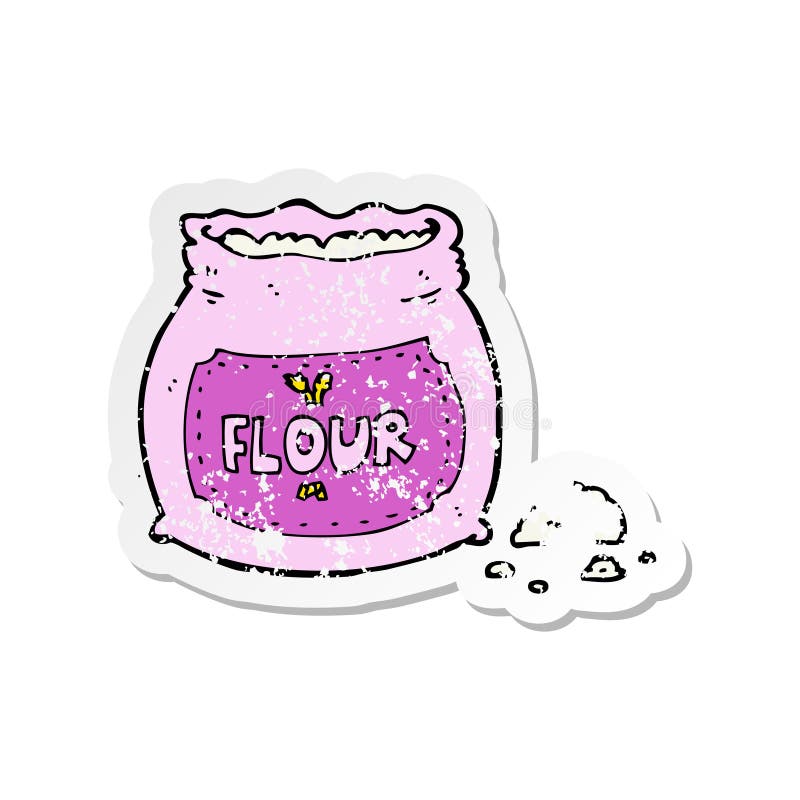 Retro Distressed Sticker of a Cartoon Pink Bag of Flour Stock Vector ...