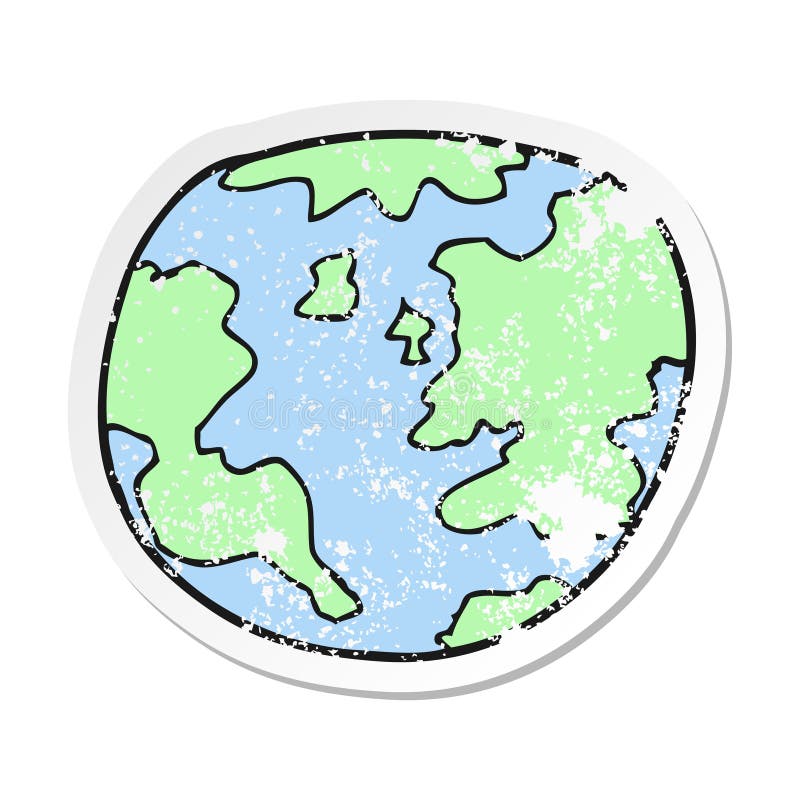 Retro Distressed Sticker of a Cartoon Planet Earth Stock Vector ...