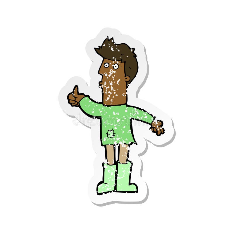 Retro Distressed Sticker of a Cartoon Poor Man Stock Vector ...