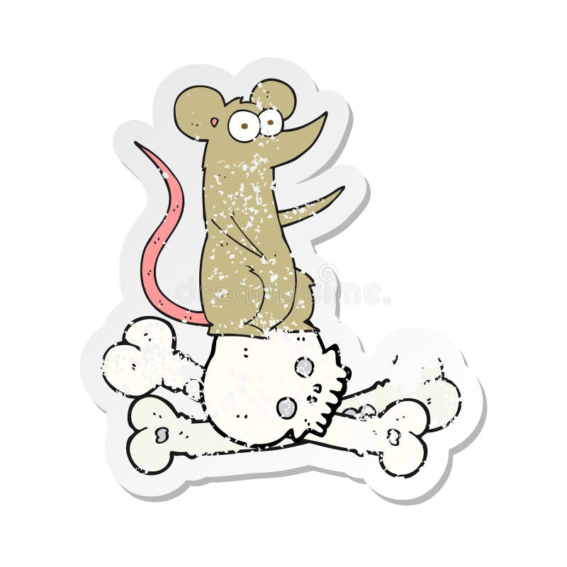 Retro Distressed Sticker of a Cartoon Rat on Bones Stock Vector ...