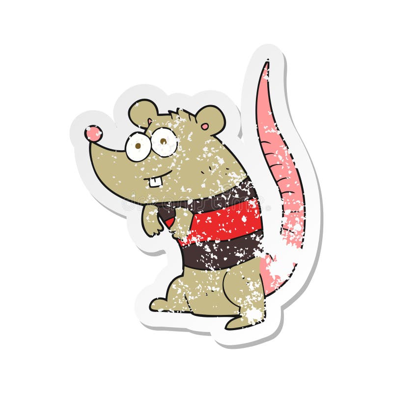 Retro Distressed Sticker of a Cartoon Rat Stock Vector - Illustration ...