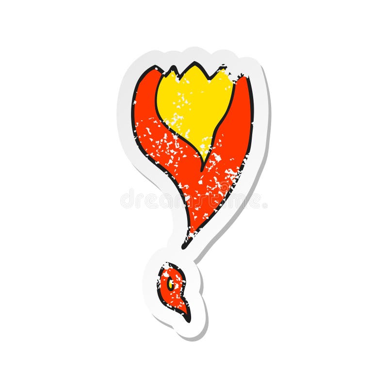 Retro Distressed Sticker of a Cartoon Rocket Engine Flames Stock Vector ...