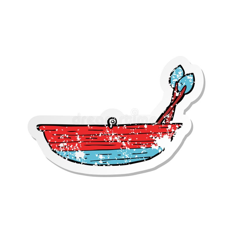 Retro Distressed Sticker of a Cartoon Rowing Boat Stock Vector ...