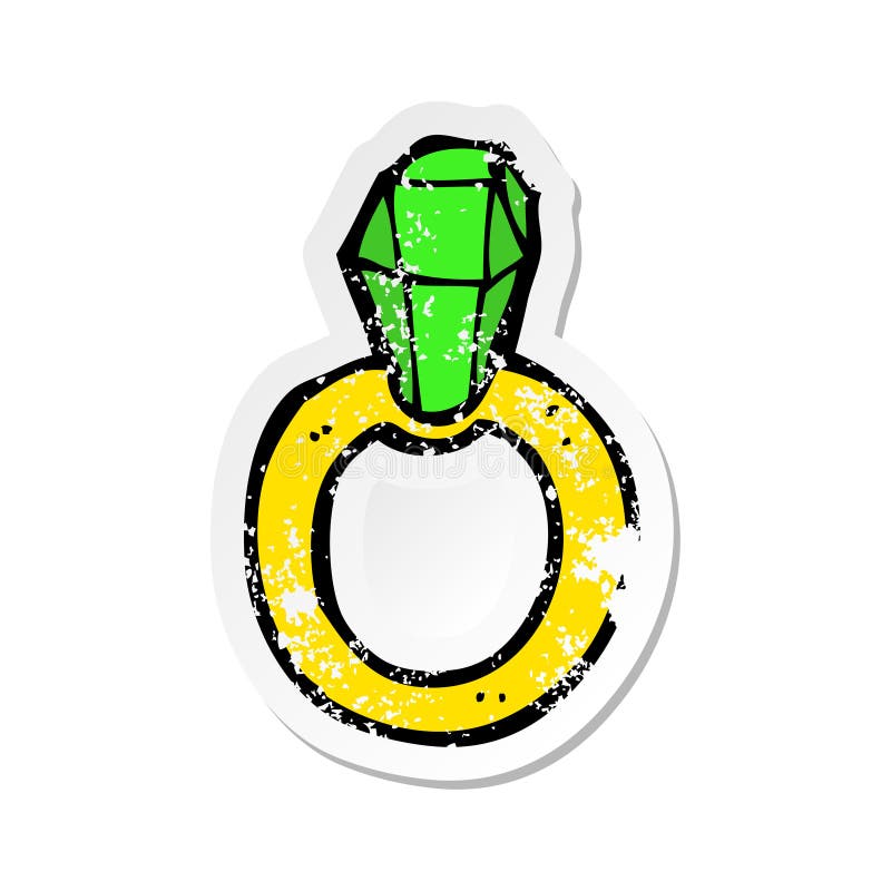 Retro Distressed Sticker of a Cartoon Ruby Ring Stock Vector ...