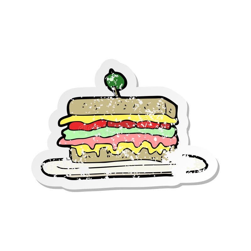 Retro Distressed Sticker of a Cartoon Sandwich Stock Vector ...