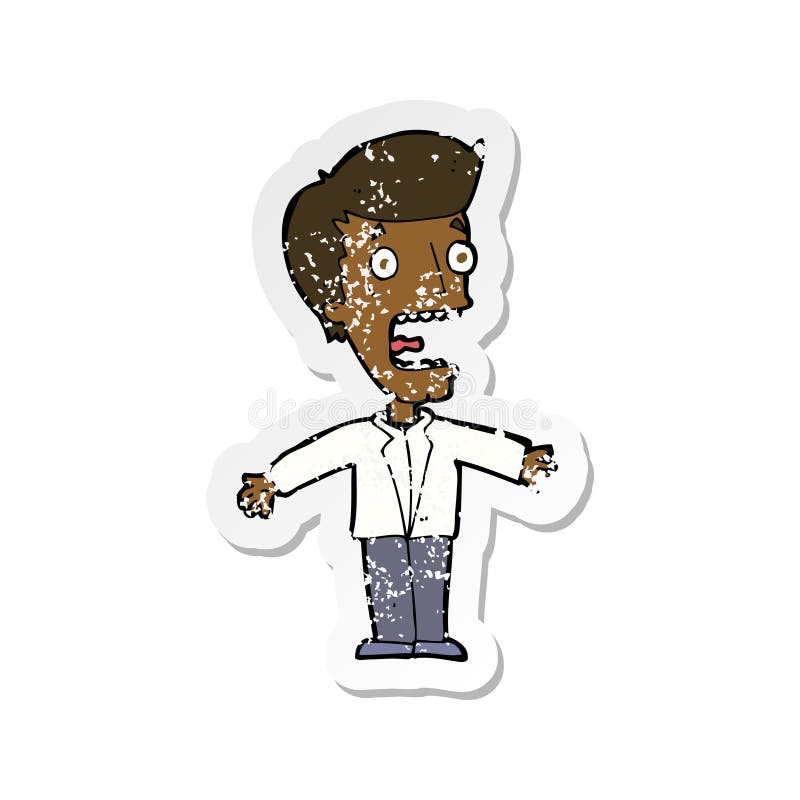 Retro Distressed Sticker of a Cartoon Screaming Man Stock Vector ...
