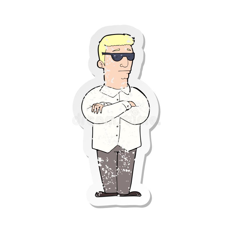 Retro Distressed Sticker of a Cartoon Security Guy Stock Vector ...