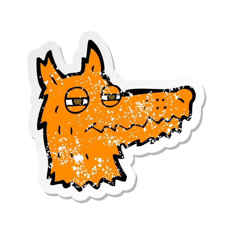 Sticker Smug Fox Dog Face Cartoon Character Cute Drawing Illustration ...