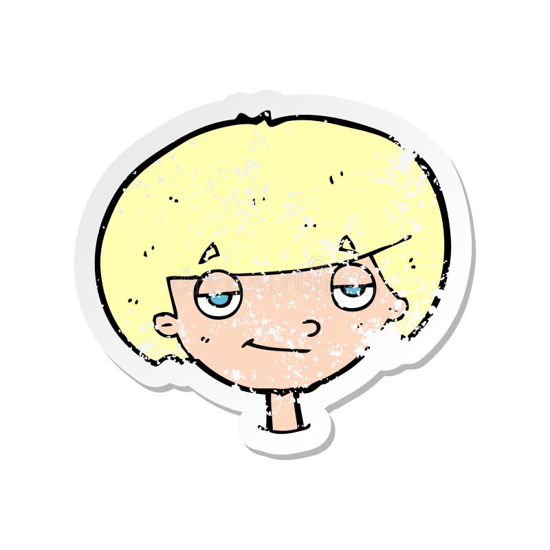 Retro Distressed Sticker of a Cartoon Smug Looking Boy Stock Vector ...