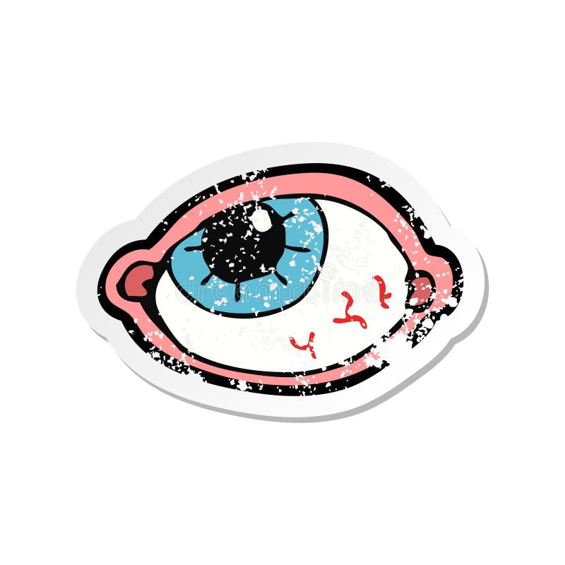 Retro Distressed Sticker of a Cartoon Spooky Eye Stock Vector ...