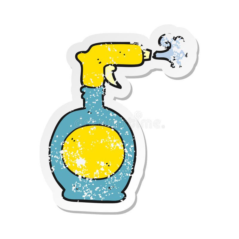 Retro Distressed Sticker of a Cartoon Spray Bottle Stock Vector ...