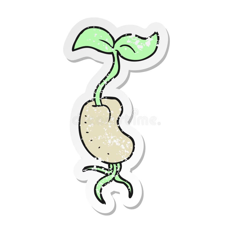 Sticker Cartoon Sprouting Seed Germinating Growing Nature Drawing ...