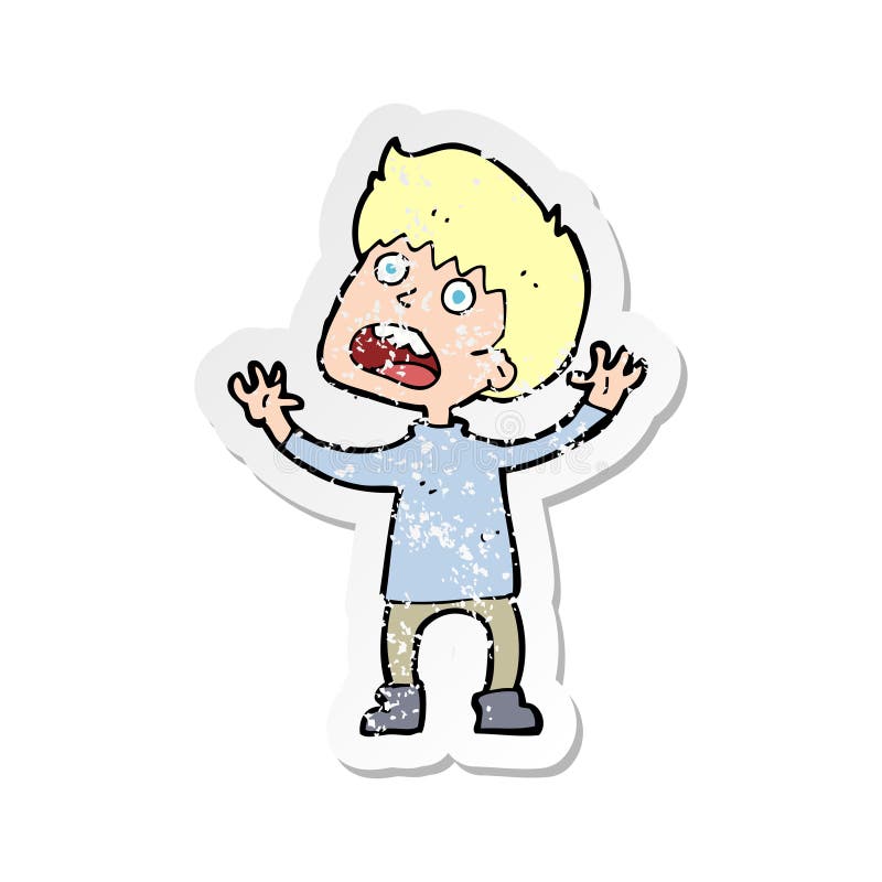 Retro Distressed Sticker of a Cartoon Stressed Boy Stock Vector ...