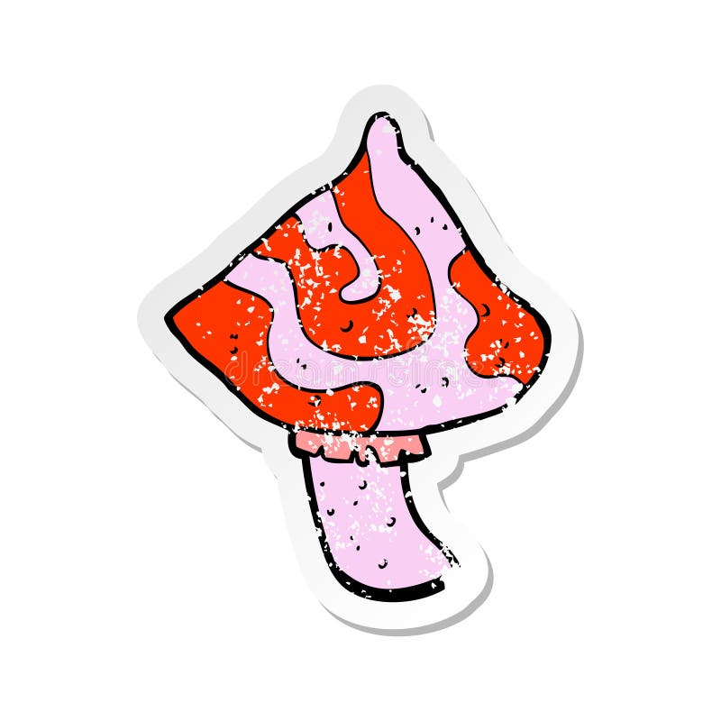 Retro Distressed Sticker of a Cartoon Toadstool Stock Vector ...