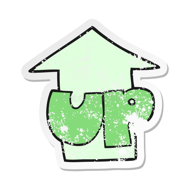 Retro Distressed Sticker of a Cartoon Up Symbol Stock Vector ...