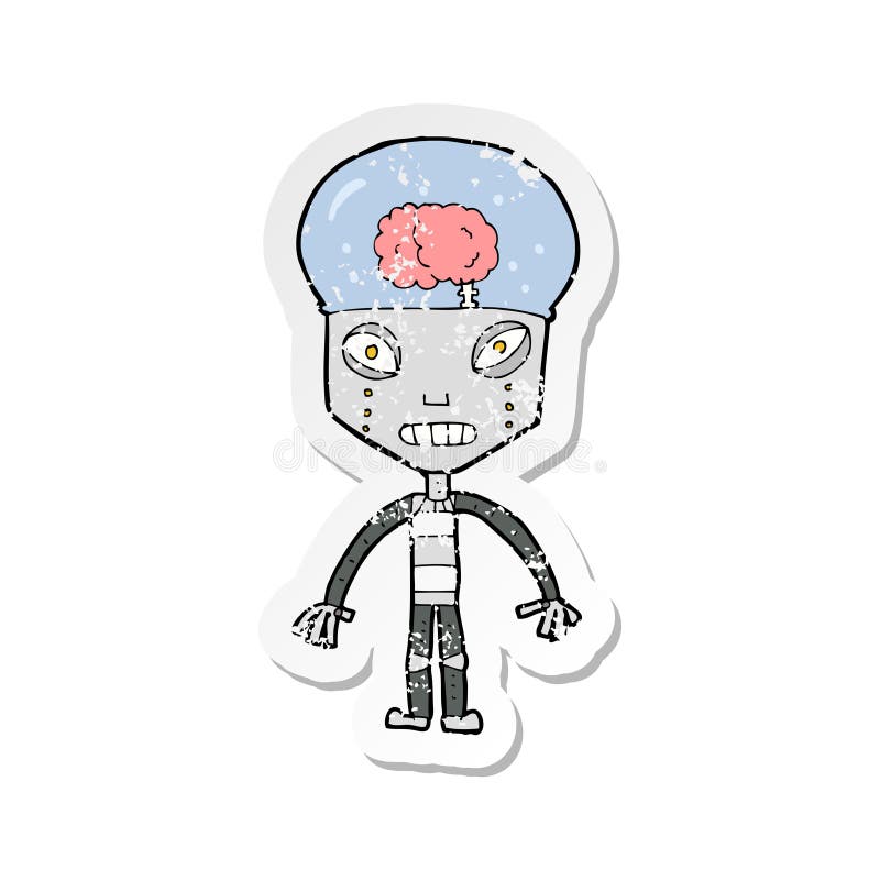 Sticker Weird Robot Spooky Scary Halloween Cartoon Character Cute ...