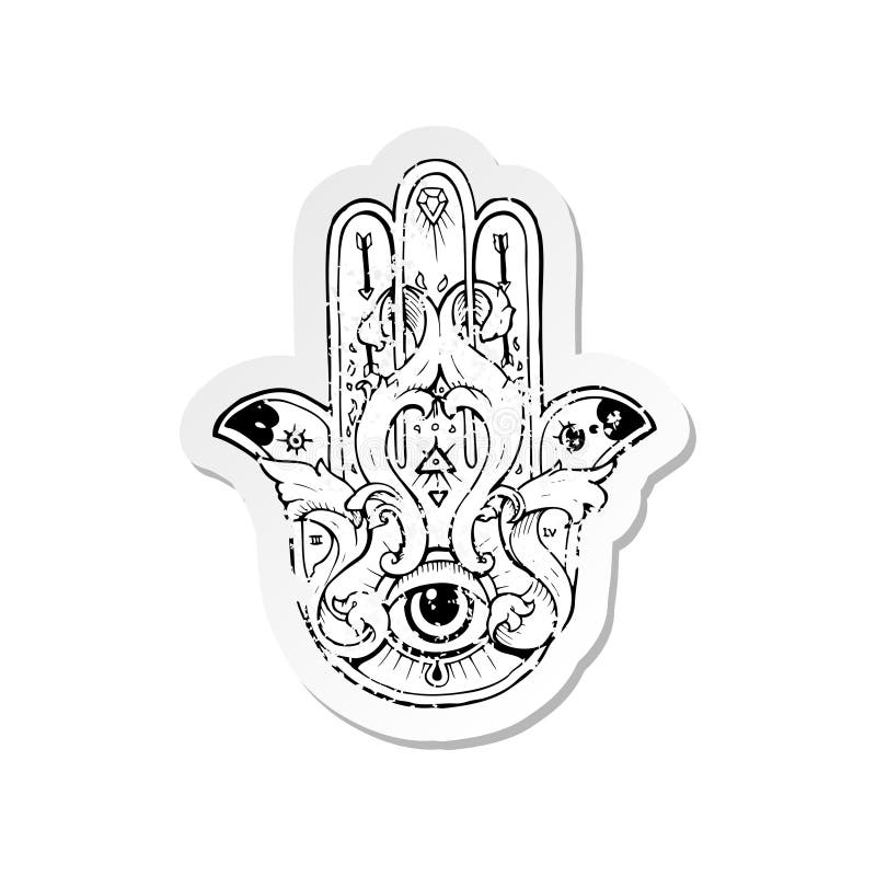 Sticker of a Hamza Tattoo Symbol Stock Vector - Illustration of sticker ...