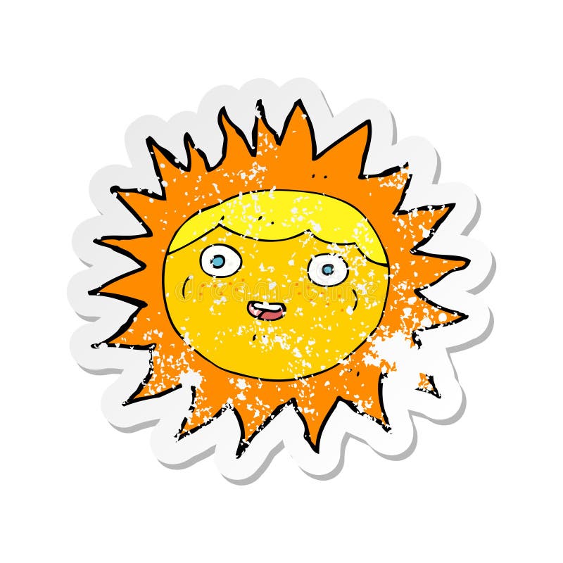 Retro Distressed Sticker of a Sun Cartoon Character Stock Vector ...