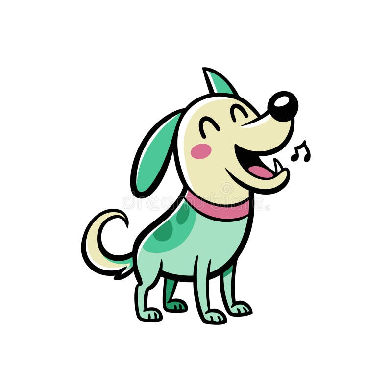 Retro Dog Singing in Cartoon Style Stock Illustration - Illustration of ...