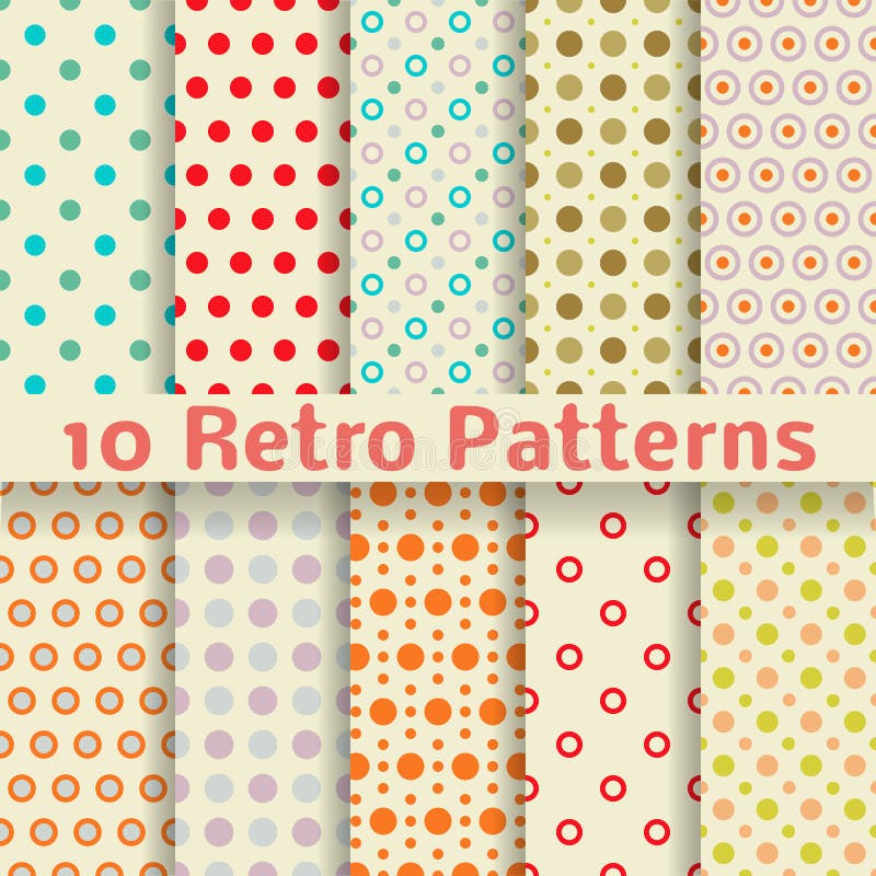 Retro Dot Vector Seamless Patterns (tiling). Stock Vector ...
