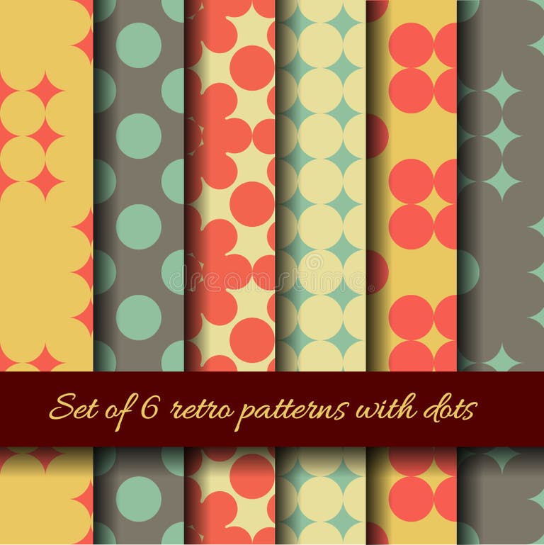 Retro Dots Seamless Patterns. Stock Vector - Illustration of vector ...