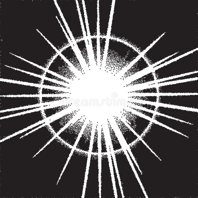 Retro Dotwork Sunburst or Explosion with Rays Stock Vector ...