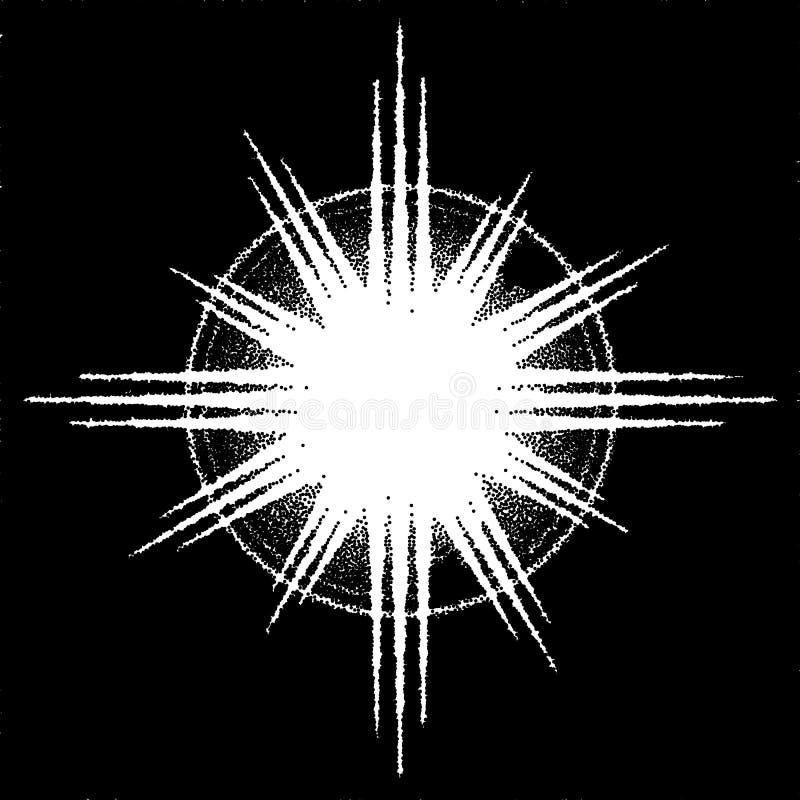 Retro Dotwork Sunburst or Explosion with Rays Stock Vector ...
