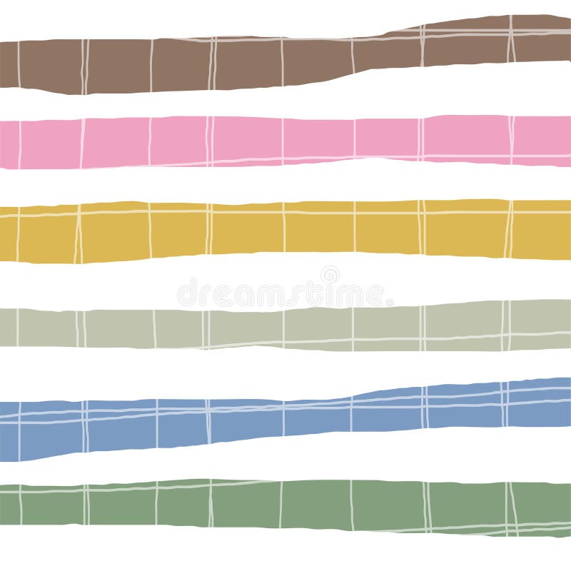 Retro Dull Dirty Colors Horizontal Stripes Vector Pattern. Hand Drawn ...