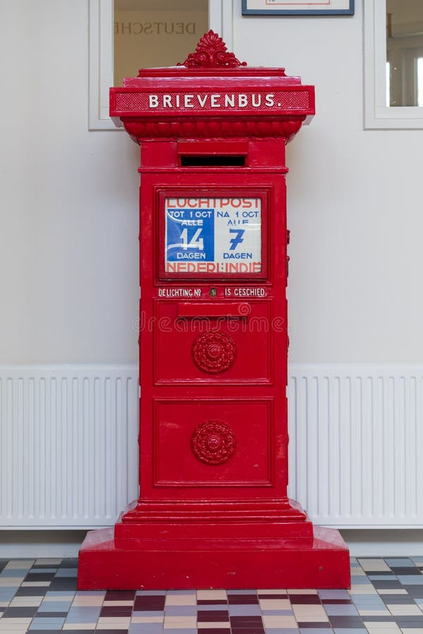 Retro dutch red mail box editorial stock photo. Image of netherlands ...