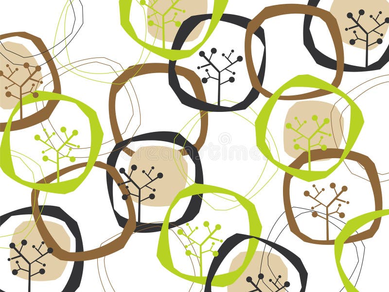 Retro Earth Rings and Trees Stock Vector - Illustration of embellish ...