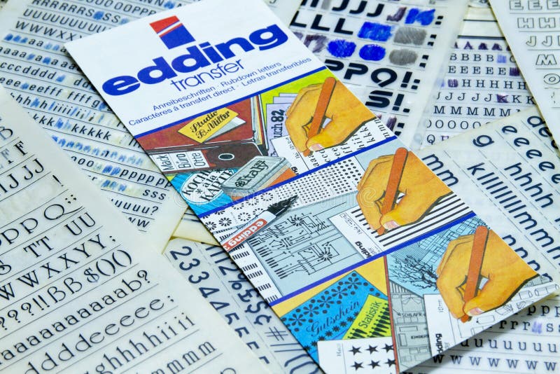 Edding Transfer Rubdown Letters Editorial Photo - Image of blue ...
