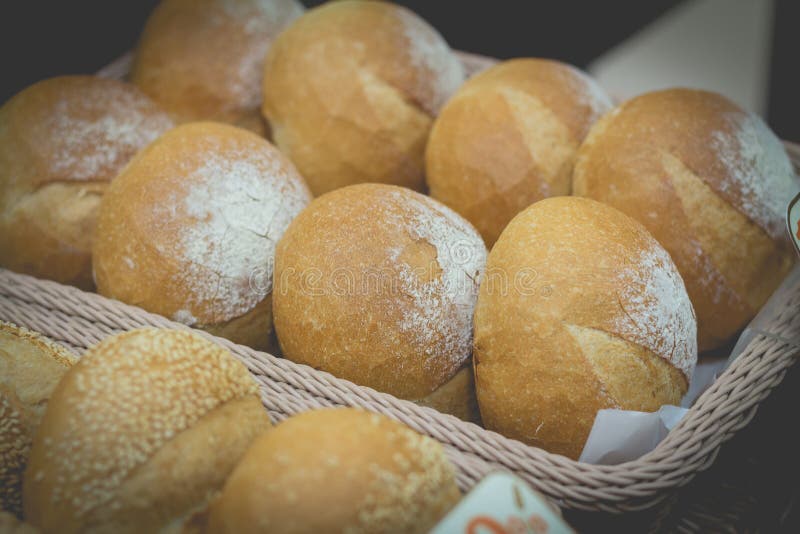 Retro Effect Faded of Bread in the Basket Stock Image - Image of cereal ...